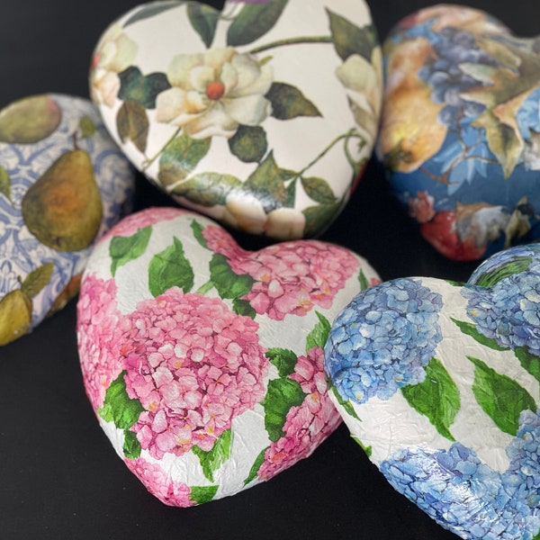 Decoupage Hearts - Etsy UK