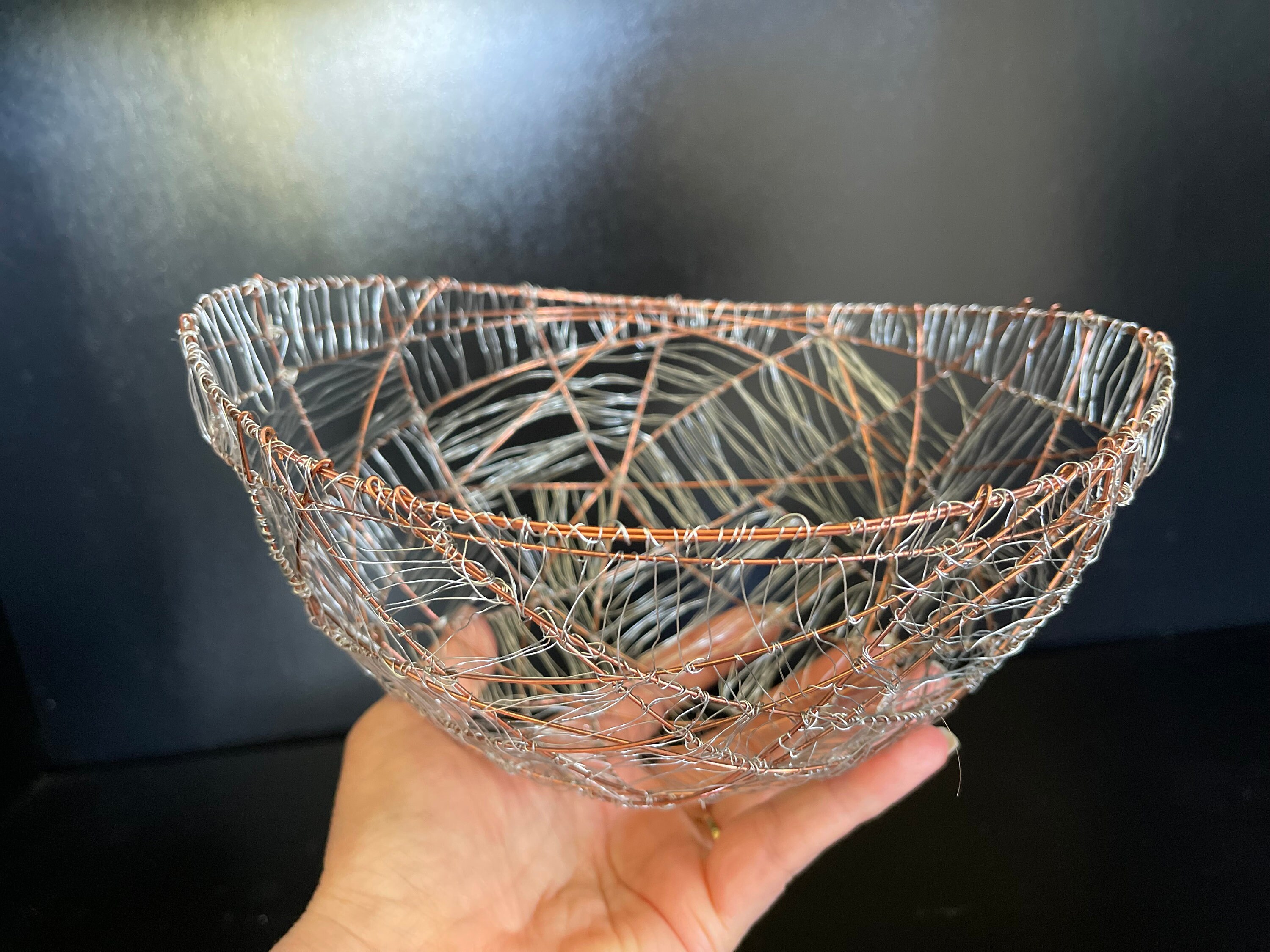 Wire Vessel|7th Wedding Anniversary|original Fine Art|copper|wire Bowl ...