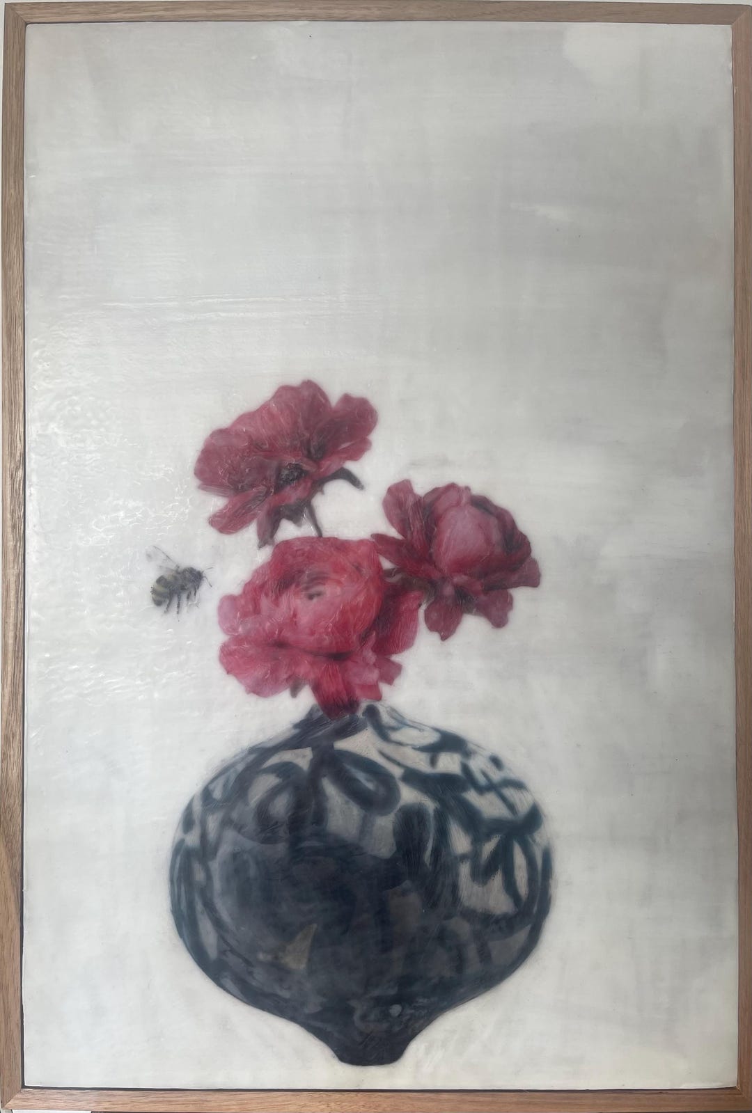 Encaustic Wax Floral Painting With Bee – Original Mixed Media Art - Etsy