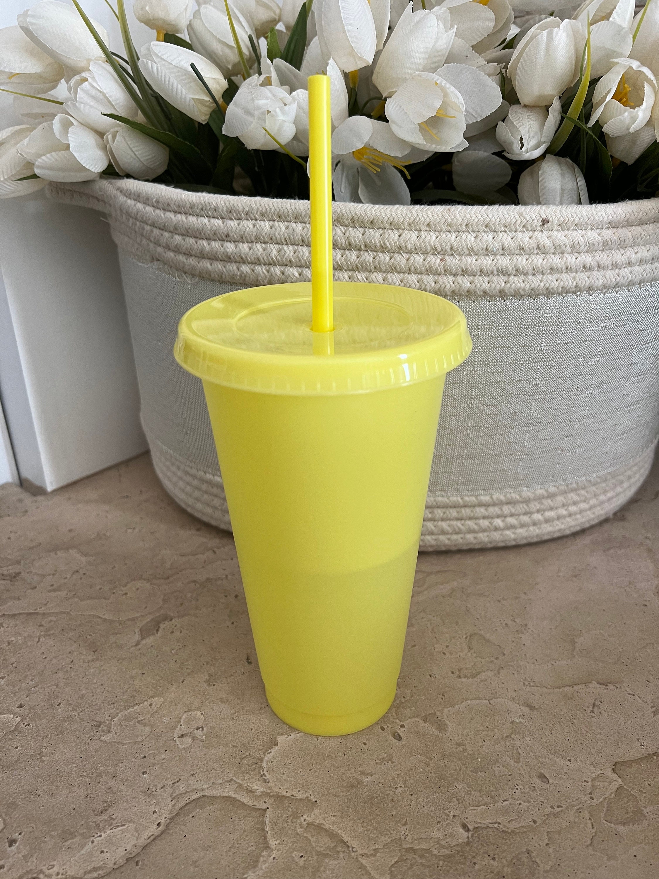 Yellow Reusable Cold Cup 24oz. - Etsy