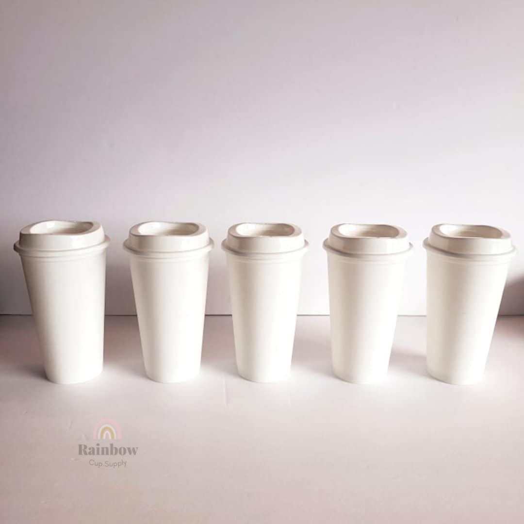 White Reusable Hot Coffee Travel Cup 16oz. - Etsy