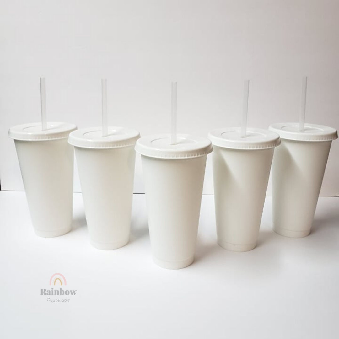 White Reusable Cold Cup 24oz. - Etsy