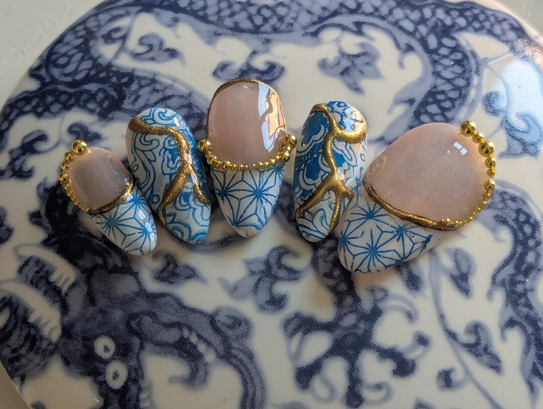 Kintsugi Press on Nails-reuseable Manicure-nail Art - Etsy