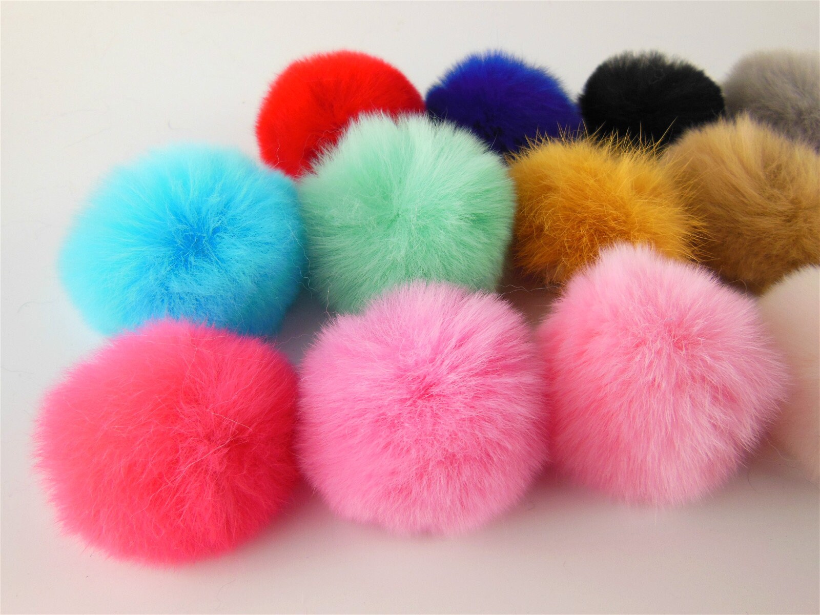 5cm 10 Pieces Fluffy Rabbit Fur Ball Key Chain Women Car Bag Key Ring ...