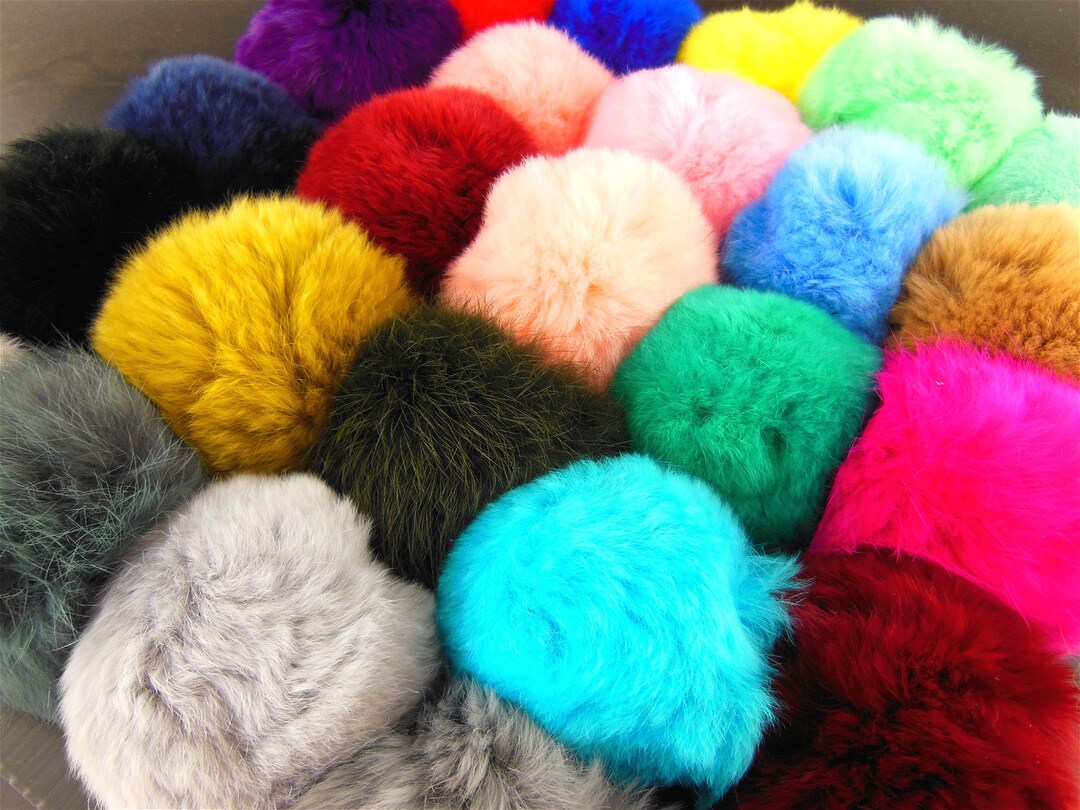 Rex Rabbit Fur Ball Keychain, Handmade Pompom Key Ring (8CM) - Etsy
