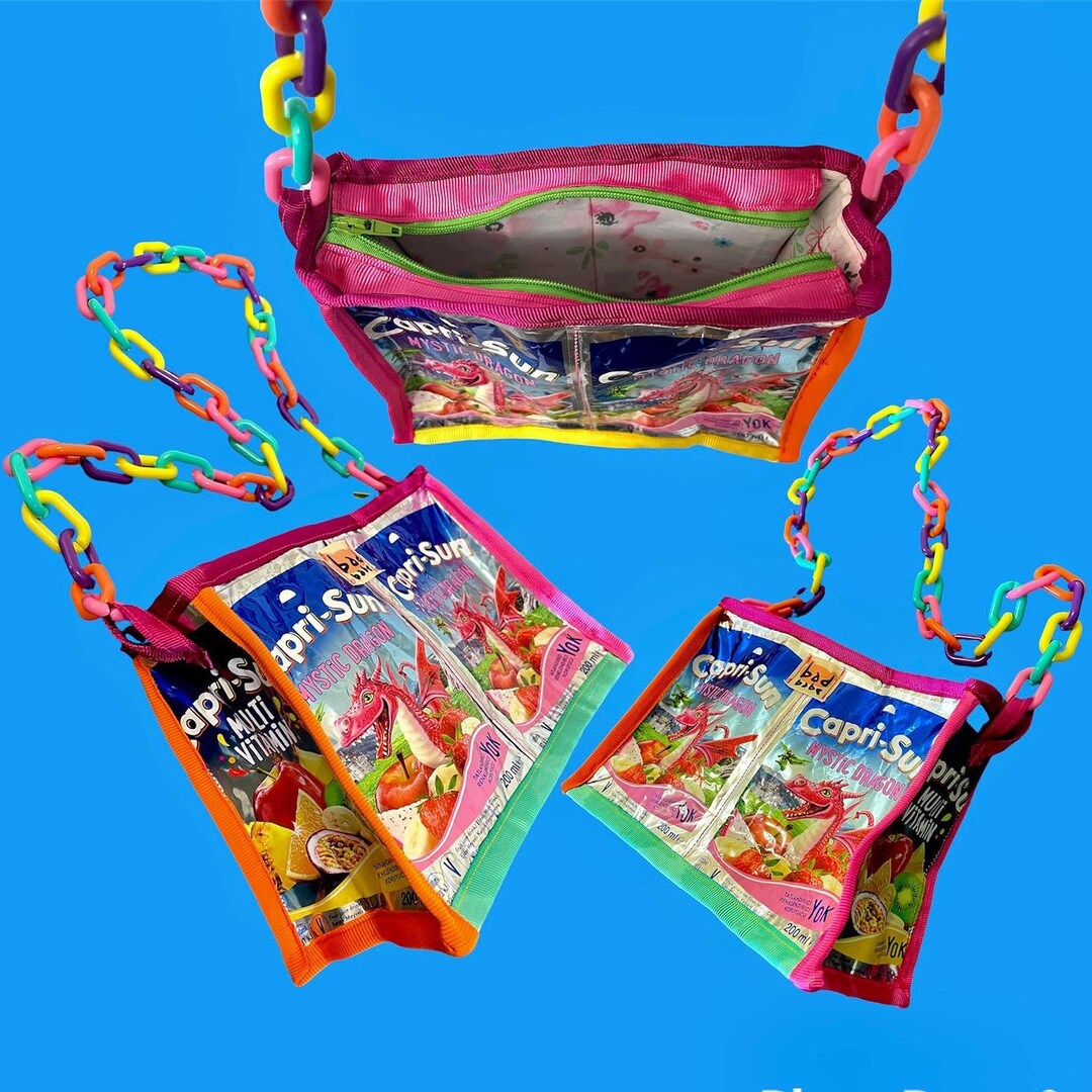 Handmade Capri Sun Shoulder Bag Unique Colorful Chain Strap Cute Tiny ...