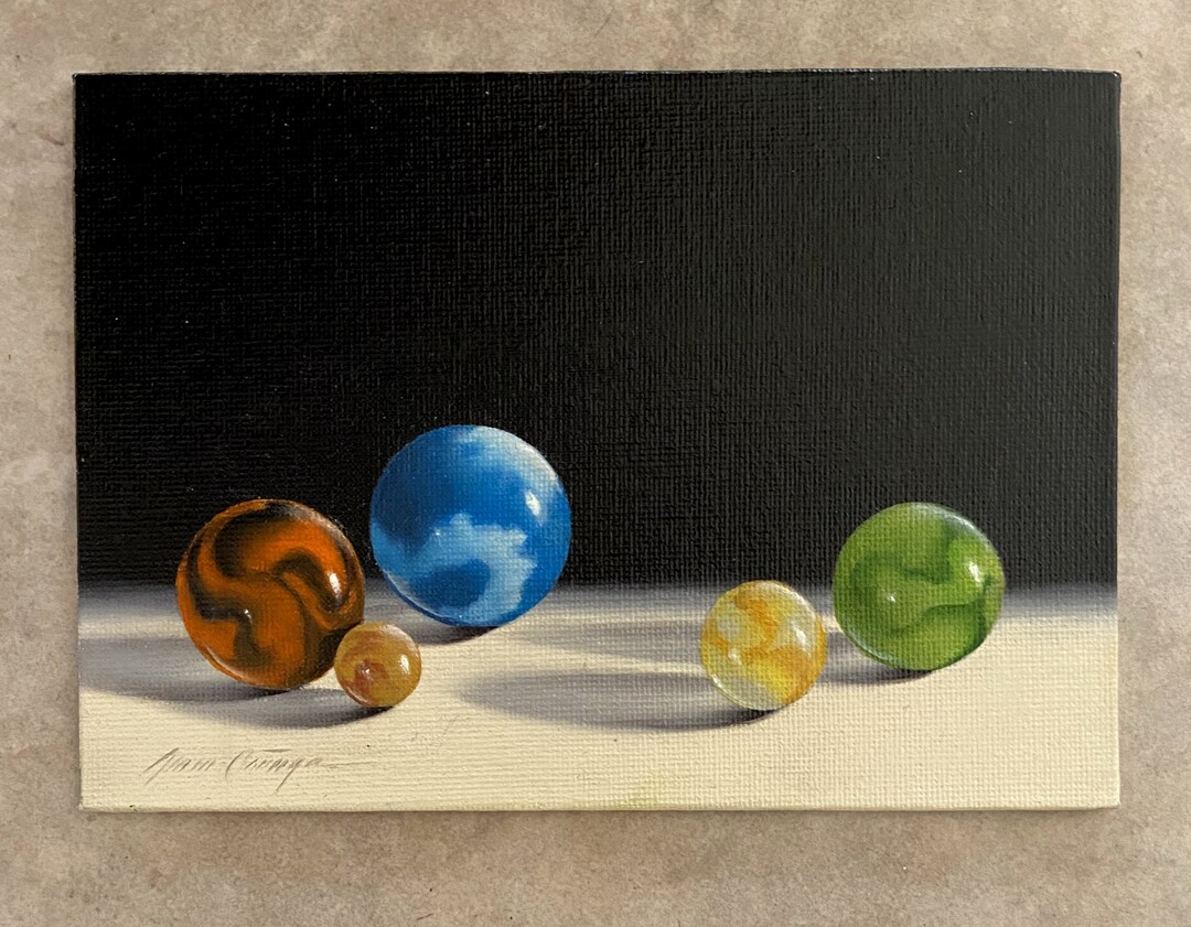 Miniature Original Realism Oil Painting of Marbles - Etsy