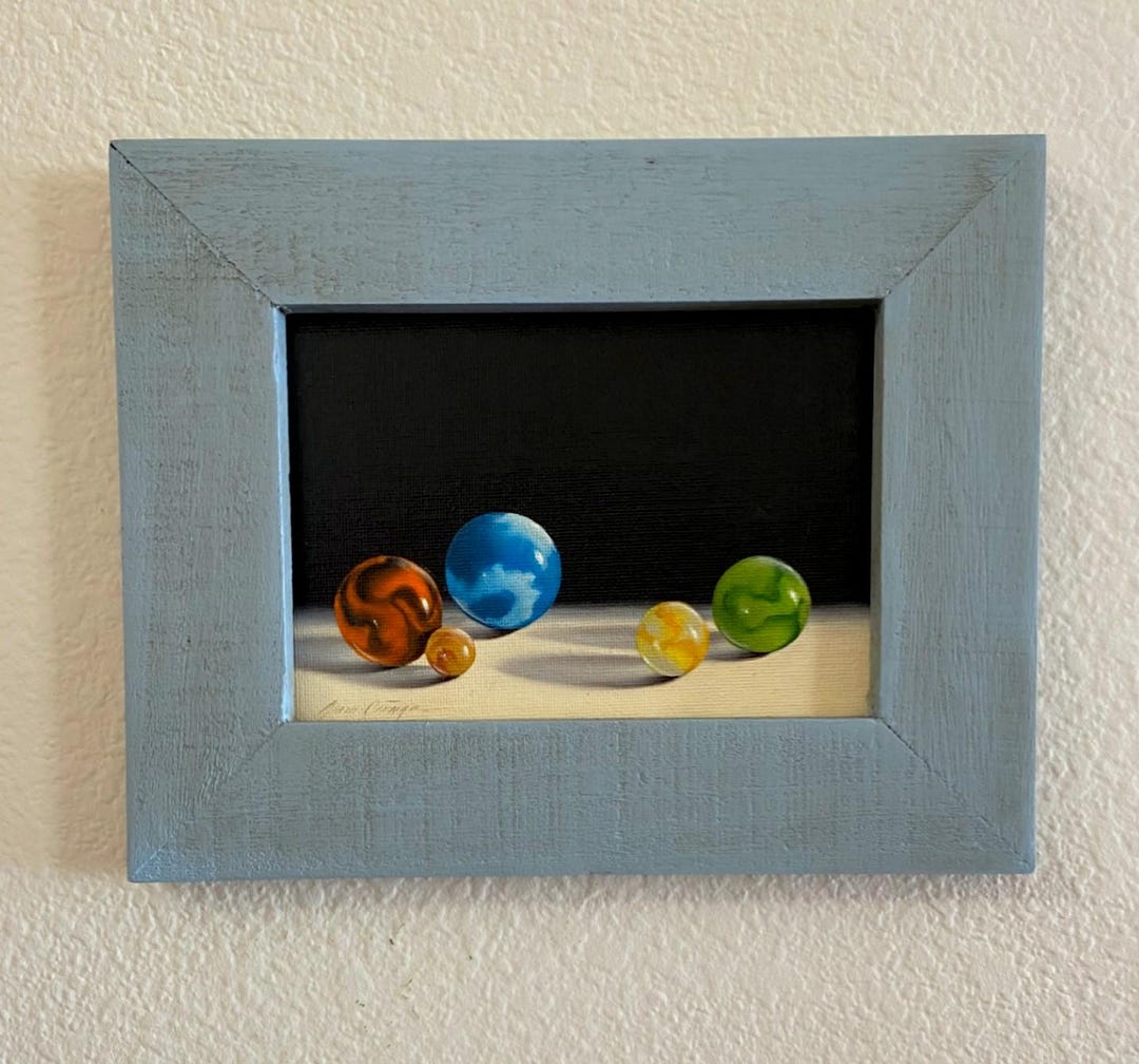 Framed Miniature Original Realism Oil Painting of Marbles - Etsy