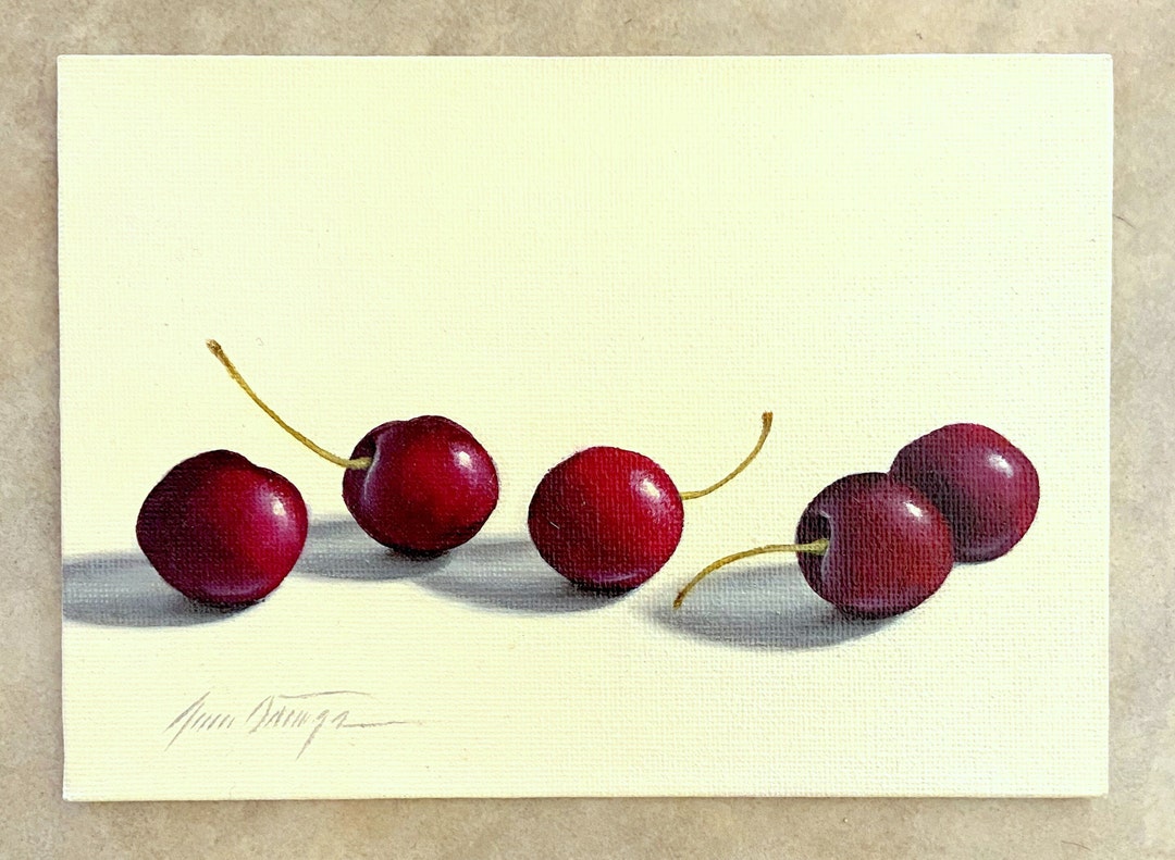 Realism Cherries Oil Painting. Oil on Canvas Board. - Etsy