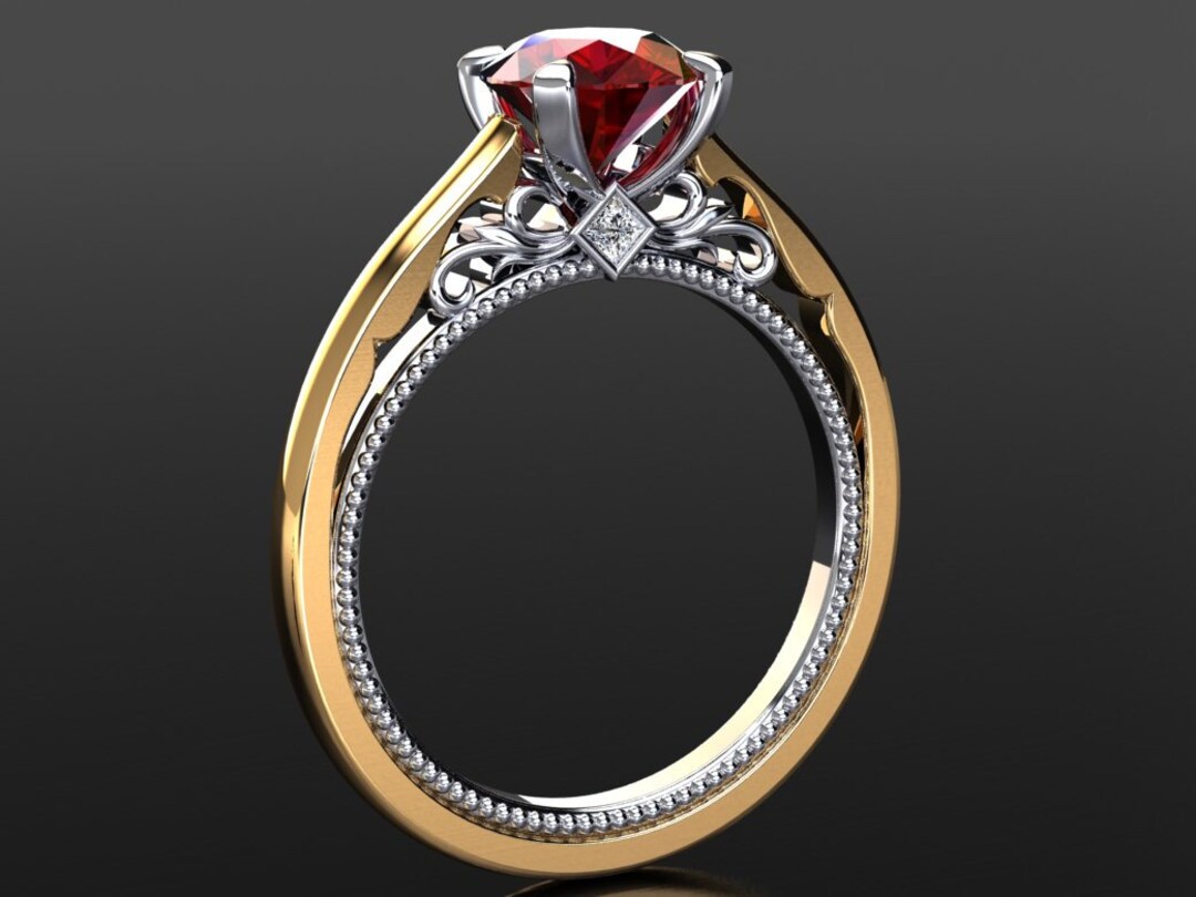 Modern Ruby Ring 1.50 Carat Ruby and Diamond Unique Engagement - Etsy