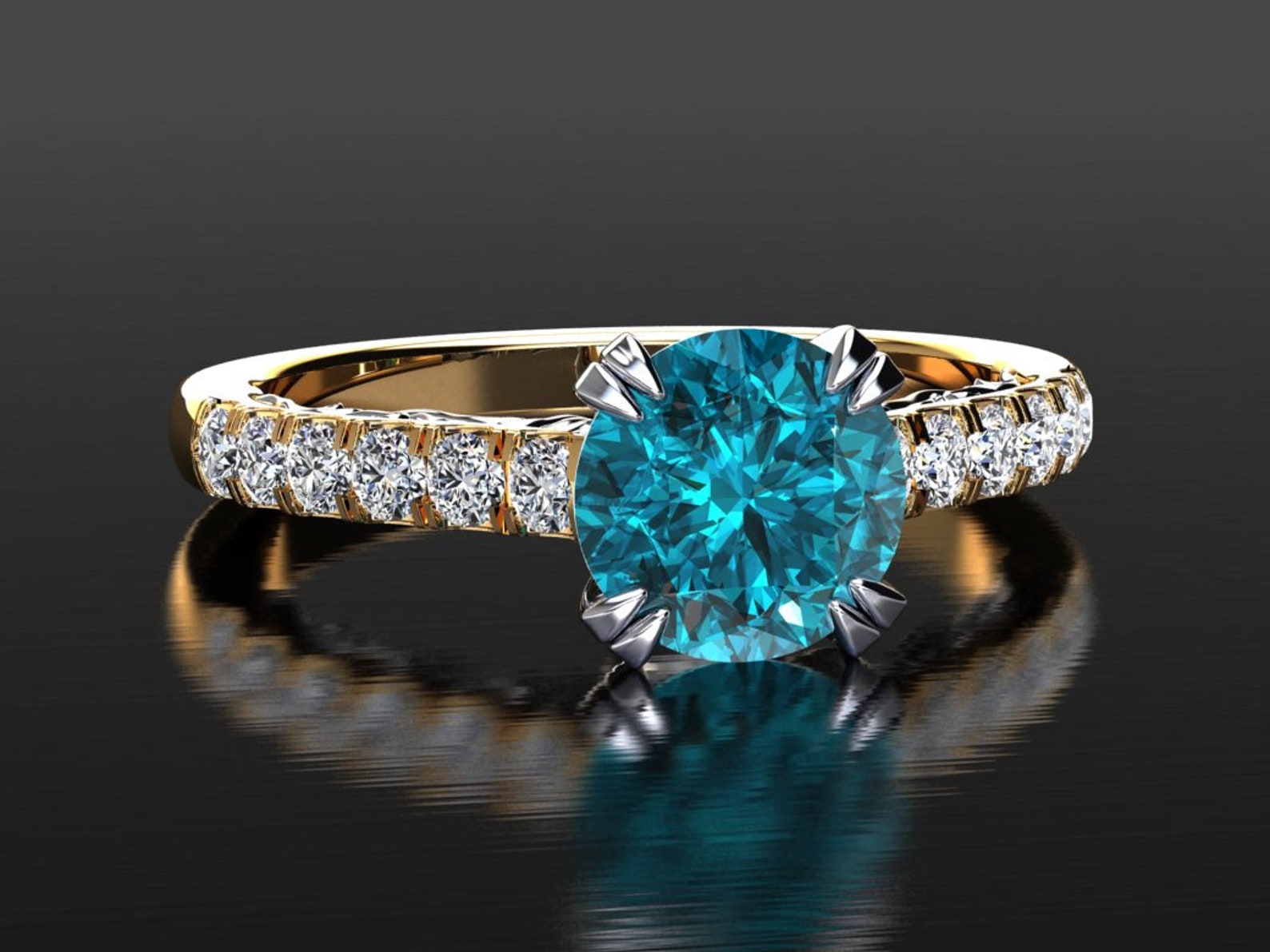 Blue Diamond Engagement Rings 1.00 Carat Blue Diamond Vintage | Etsy