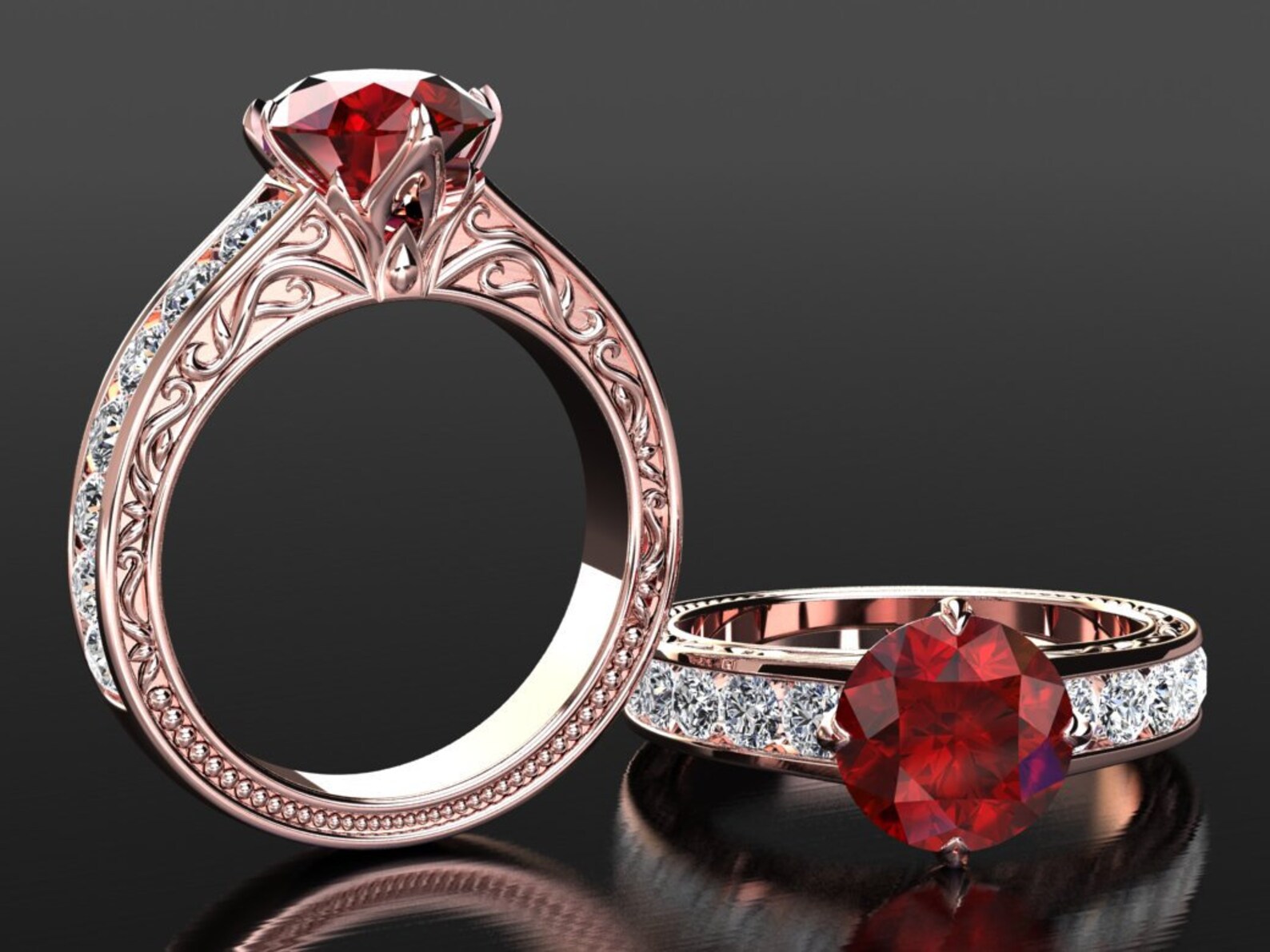 White Gold Ruby Engagement Ring 2.50 Carat Ruby and Diamond - Etsy