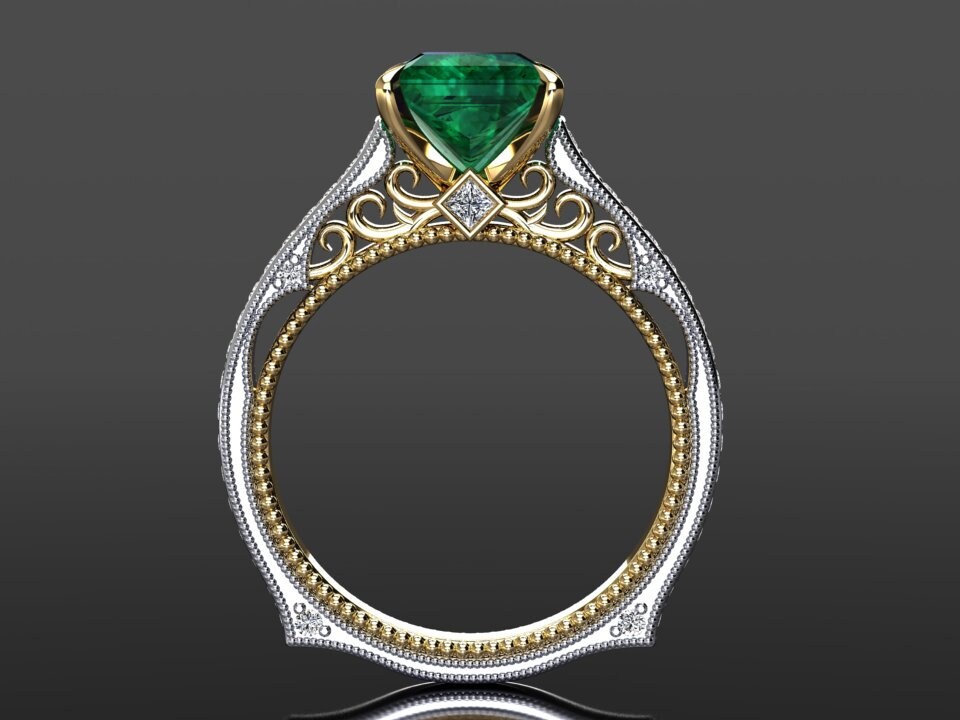 Emerald Engagement Ring 1.25 Carat Emerald And Diamond | Etsy