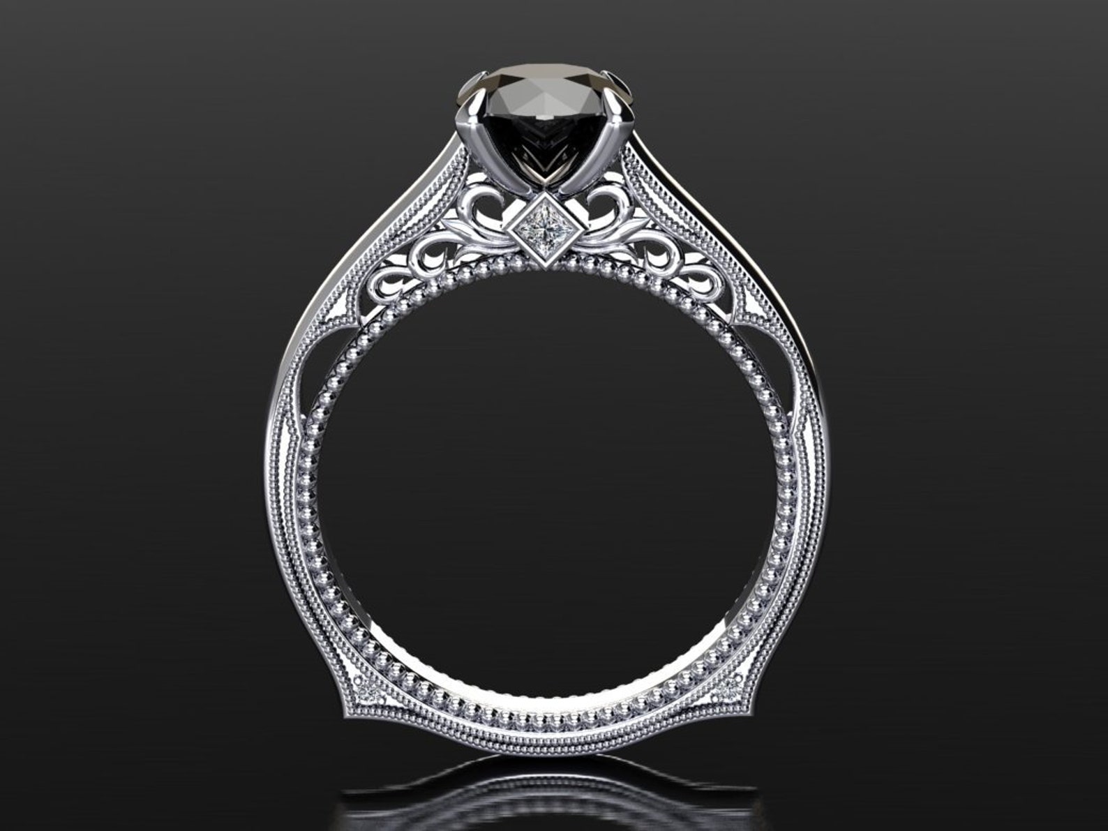 Solitaire Black Diamond Engagement Ring 1.30 Carat Black | Etsy