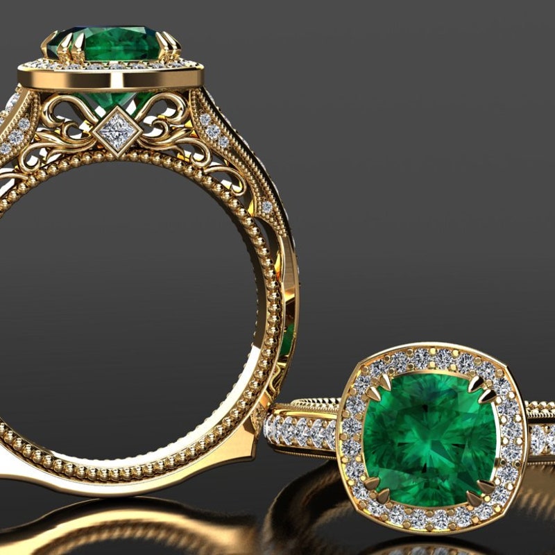 Emerald Engagement Ring - Etsy