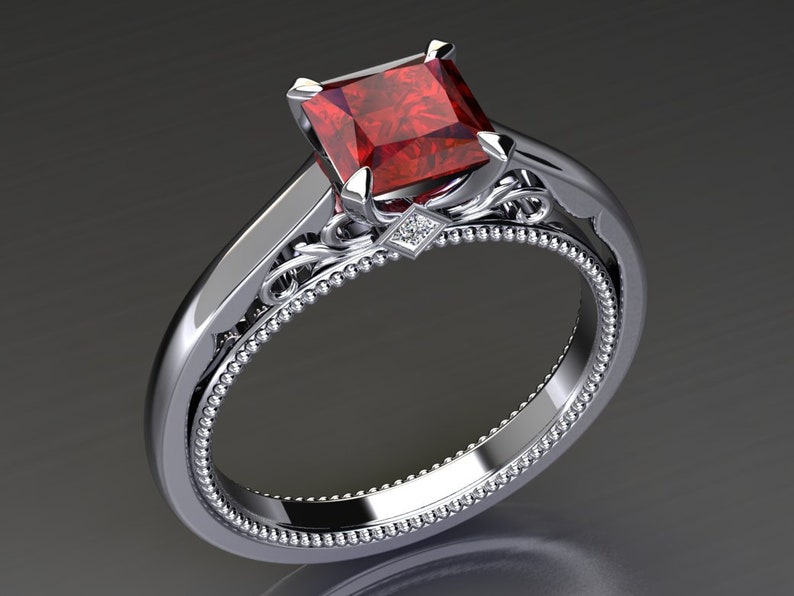 Solitaire Ruby Engagement Ring 1.35 Carat Princess Cut Ruby - Etsy