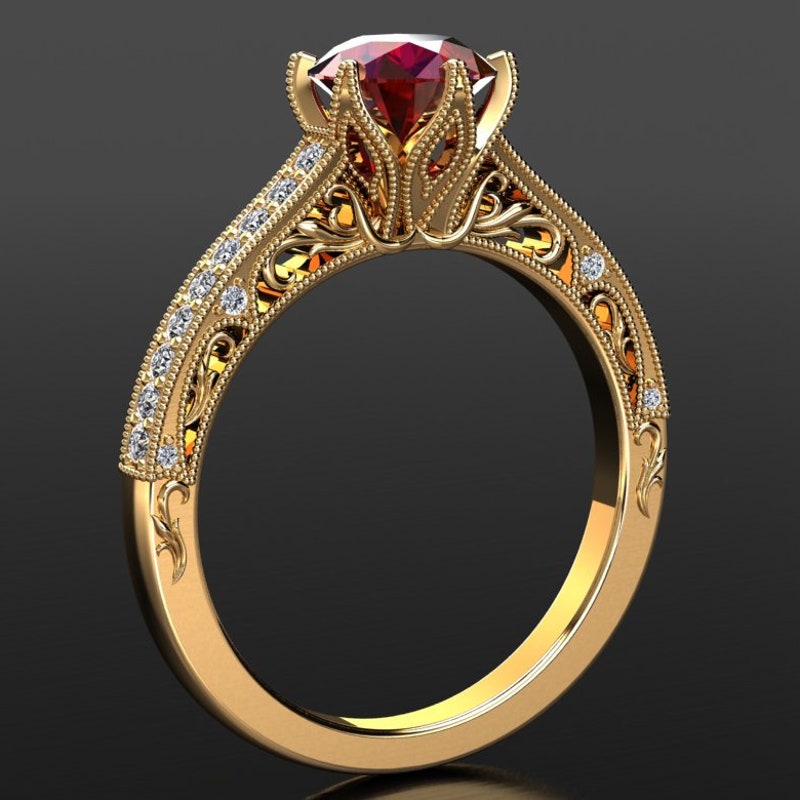 Ruby Filigree Ring - Etsy