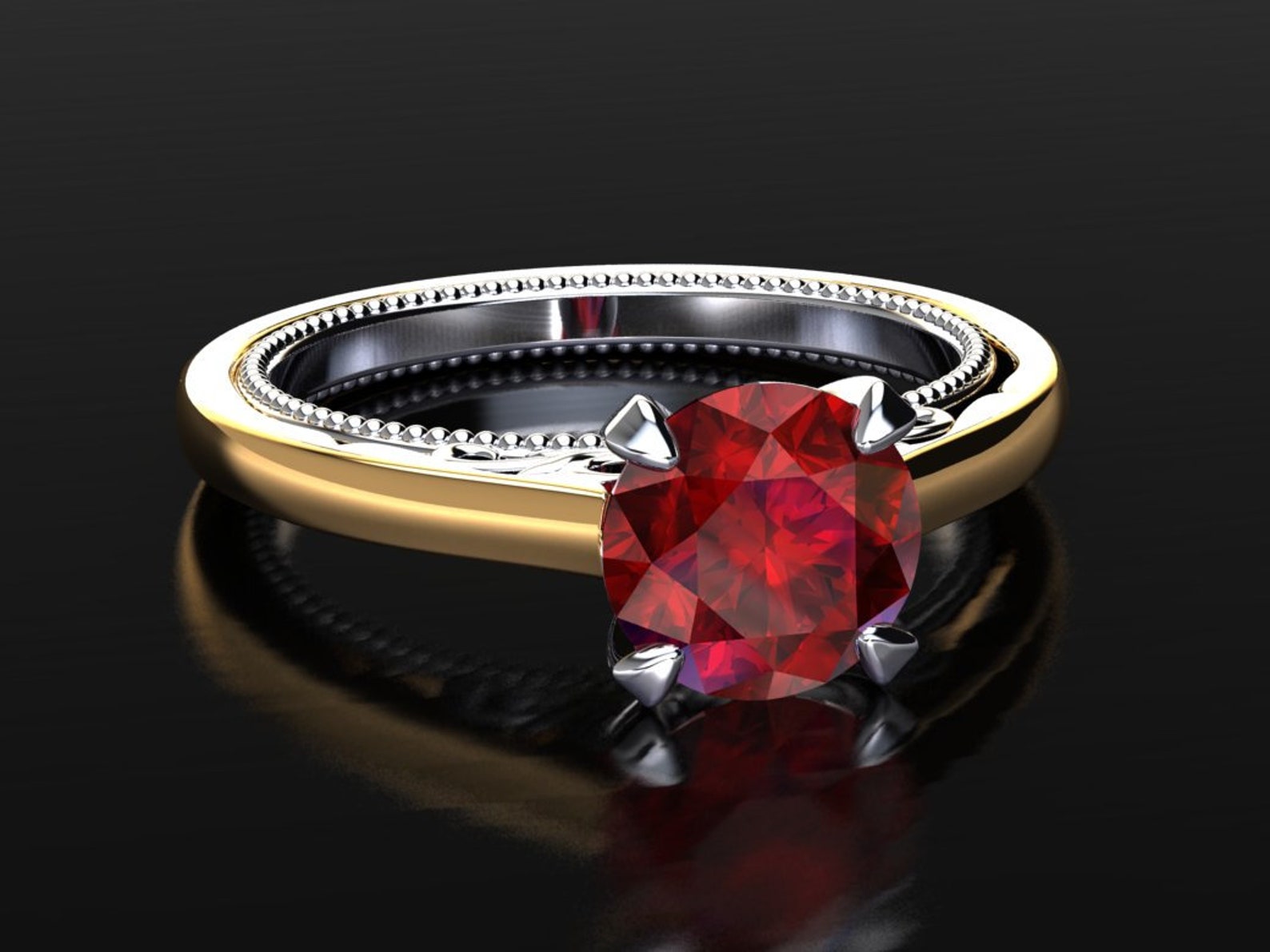 Modern Ruby Ring 1.50 Carat Ruby and Diamond Unique Engagement | Etsy