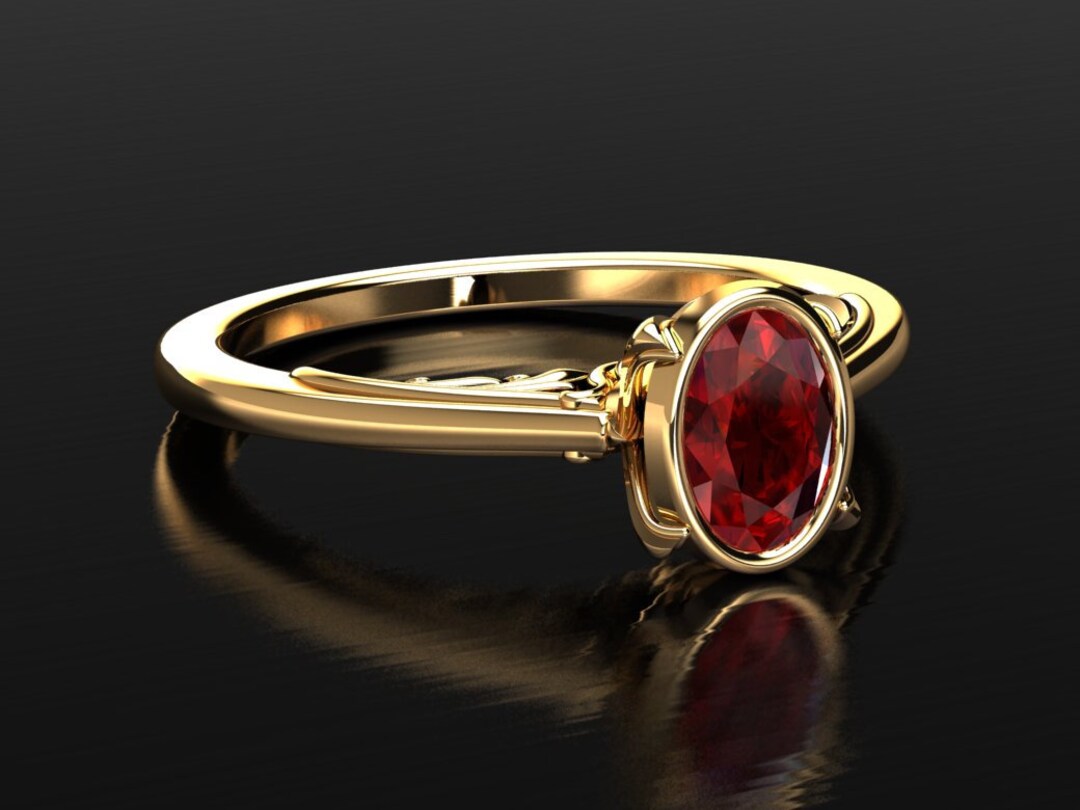 Oval Ruby Engagement Ring Ruby Solitaire Engagement Ring Ruby Ring 14k ...