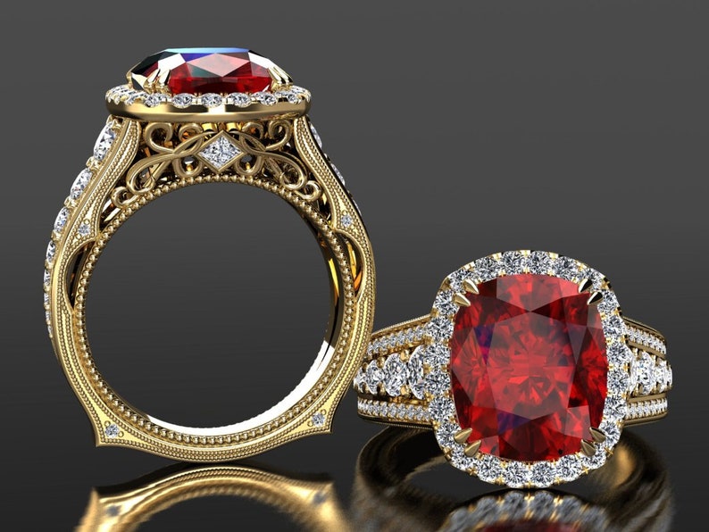 7 Carat Ruby Engagement Ring Unique Ruby Engagement Rings In | Etsy
