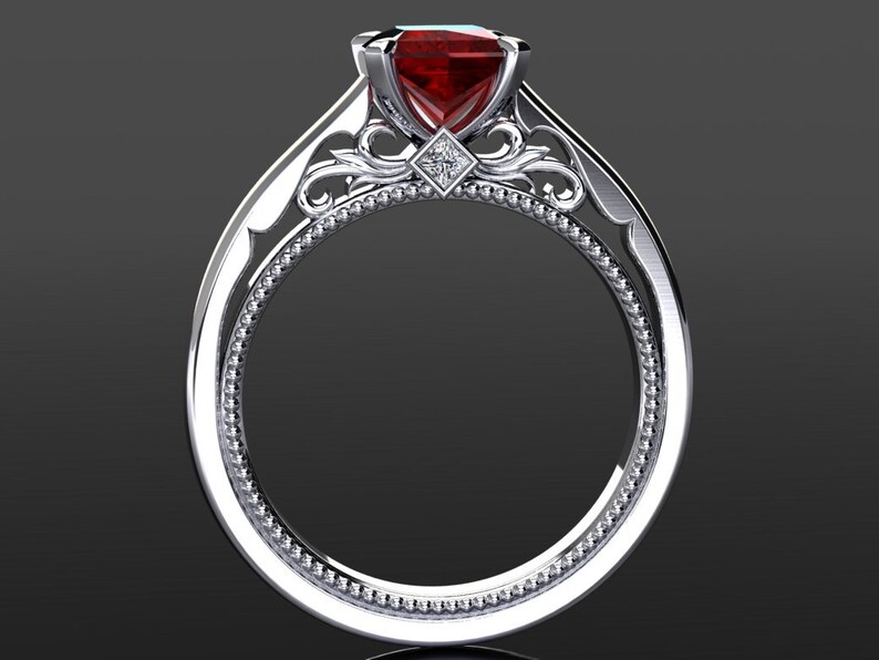 Solitaire Ruby Engagement Ring 1.35 Carat Princess Cut Ruby - Etsy