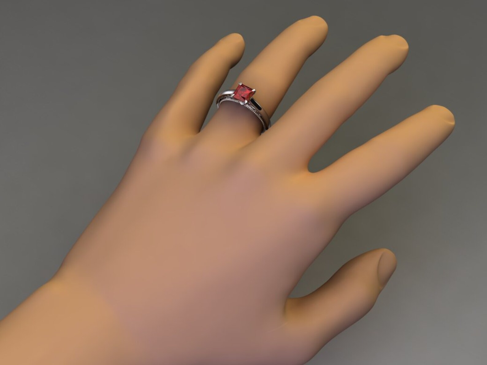 Solitaire Ruby Engagement Ring 1.35 Carat Princess Cut Ruby | Etsy