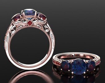 Ruby and Alexandrite Ring - Etsy