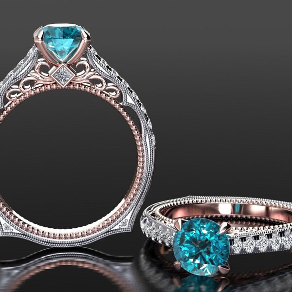 Blue Diamond Anniversary Ring - Etsy