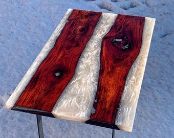 Live Edge Resin River/waterfall End Table/ Bench Reclaimed Teak and ...