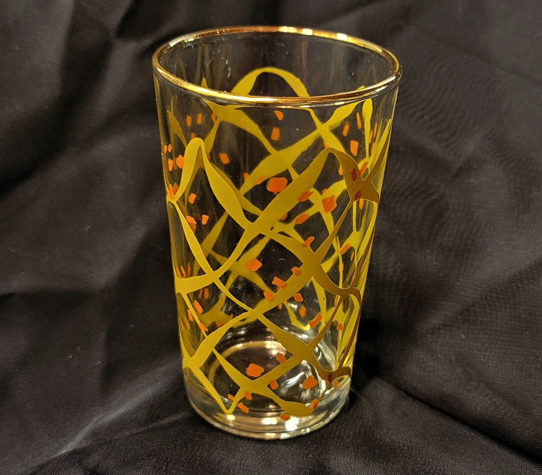 Hazel Atlas Vintage 6 Ounce Juice Glass Yellow Streamers and | Etsy