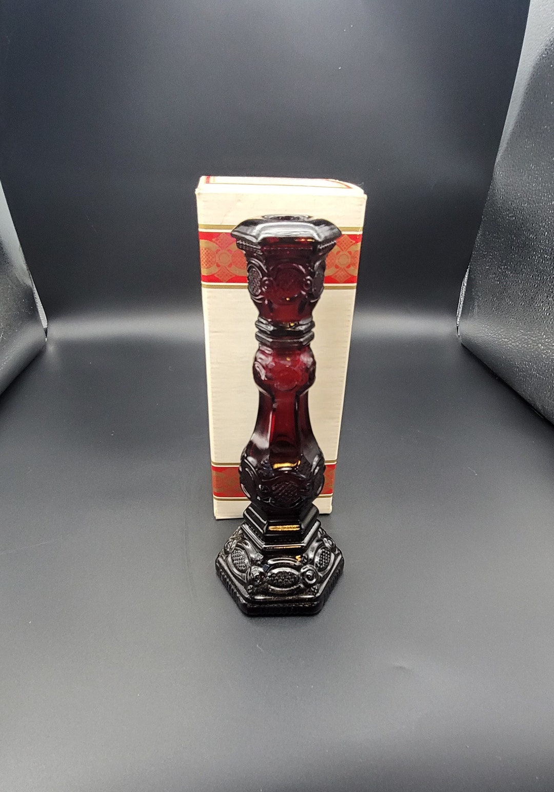 Candlestick With Cologne and Box Avon Cape Cod Ruby 1975-1992 - Etsy