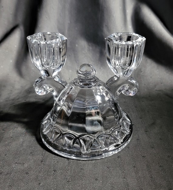 Double Light Candlestick Imperial Glass Ohio Crocheted Crystal | Etsy