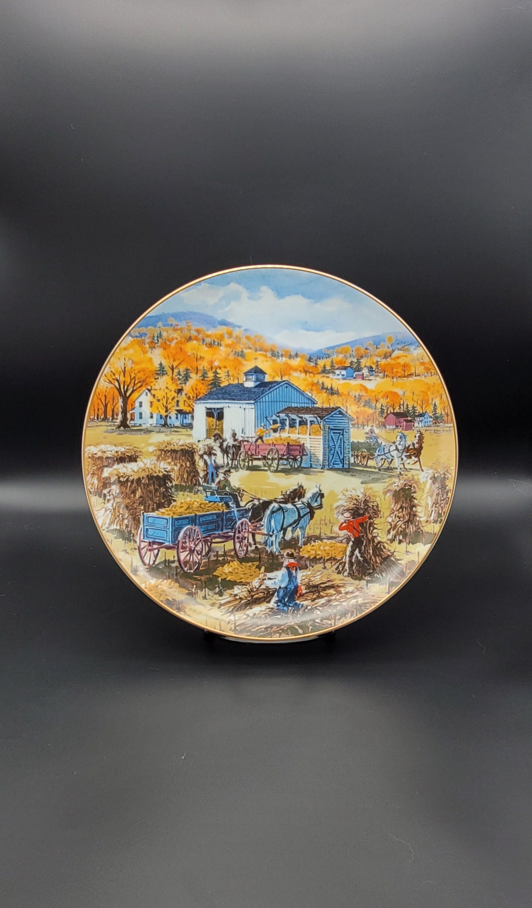 10.5 Inch Land of the Free Plate Collection October Harvesting Corn the ...