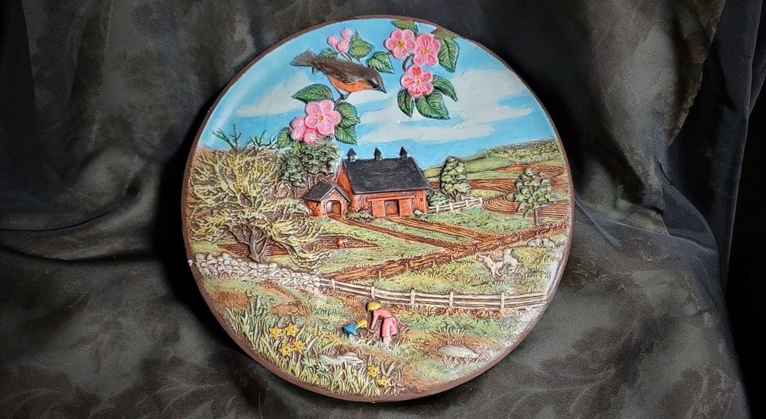 Byron Molds 3D Ceramic Wall Hanging Plate 1980 - Etsy