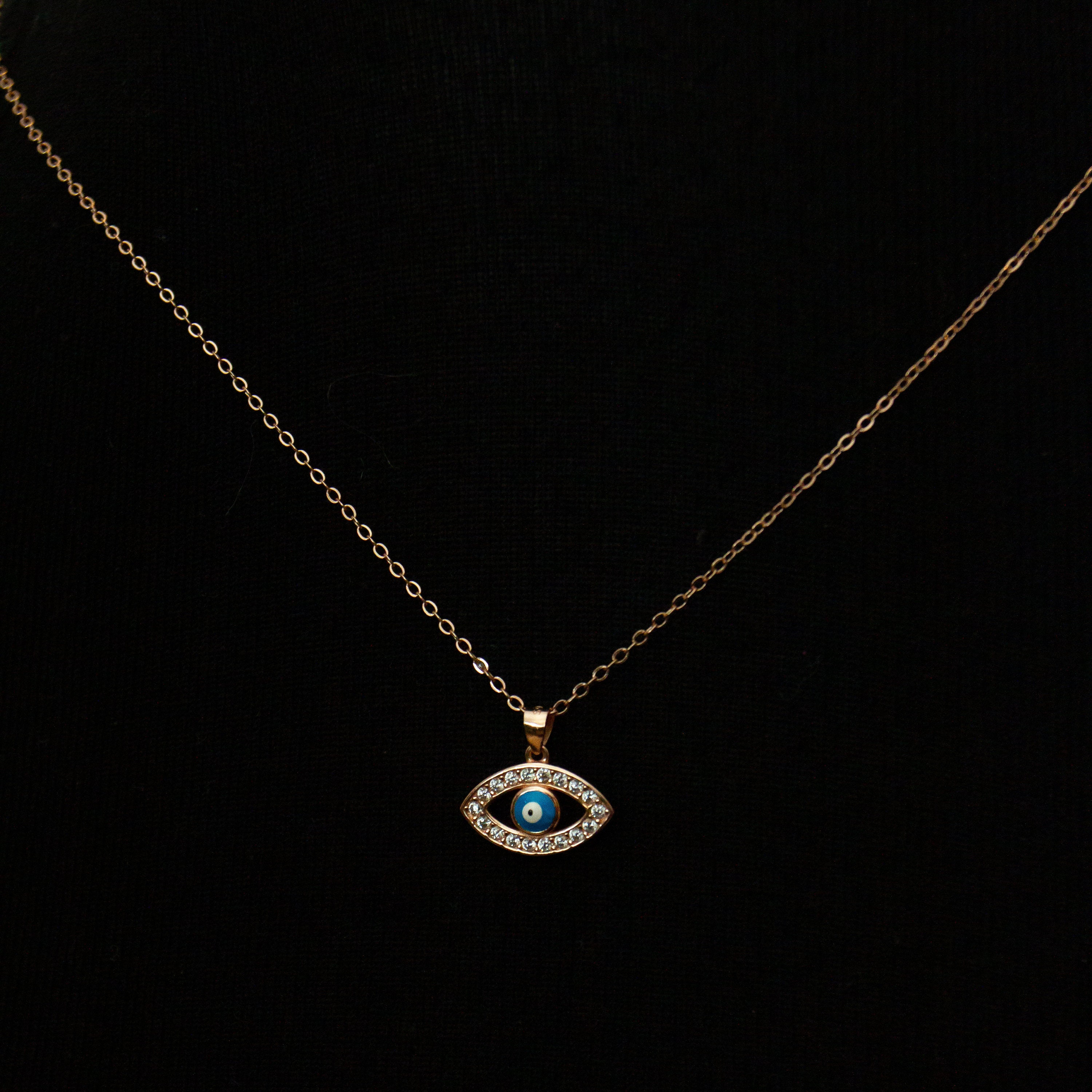 Evil Eye Rose Gold Necklace in 925 Silver - Etsy