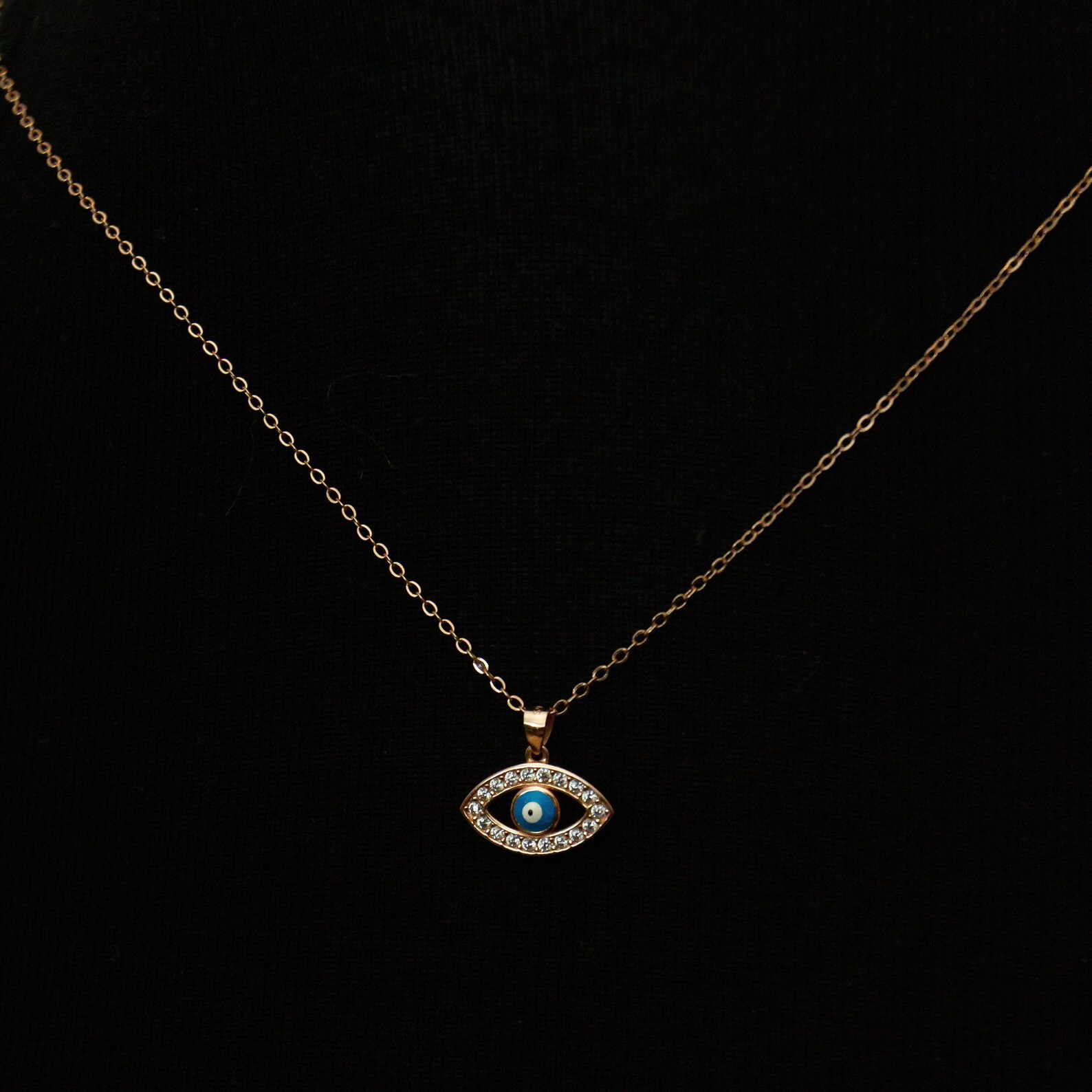 Evil Eye Rose Gold Necklace in 925 Silver - Etsy
