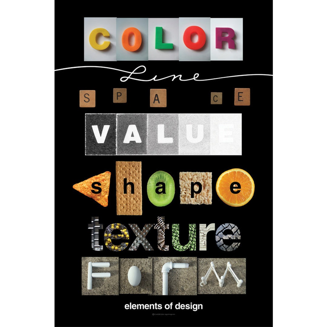 Elements of Design 18x27 Poster (color, Line, Space, Value, Shape ...