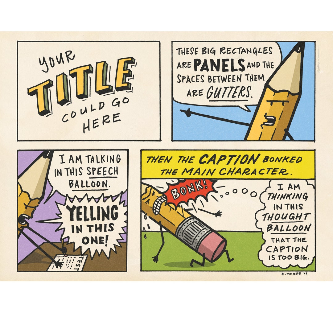 Cómic sobre cómics póster de 18x24 (Todas las partes de un cómic en un ...