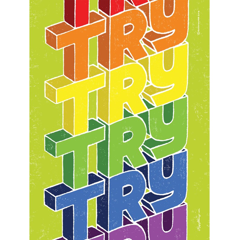 TRY TRY TRY Digital 12x16 - Etsy