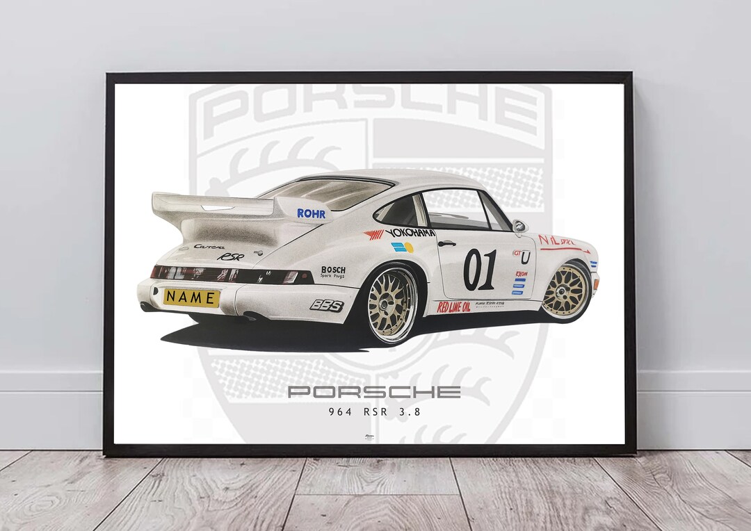Porsche Art Work Custom Car Drawing porsche 911 Race Car - Etsy