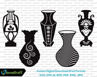 Flower vase svg | Etsy