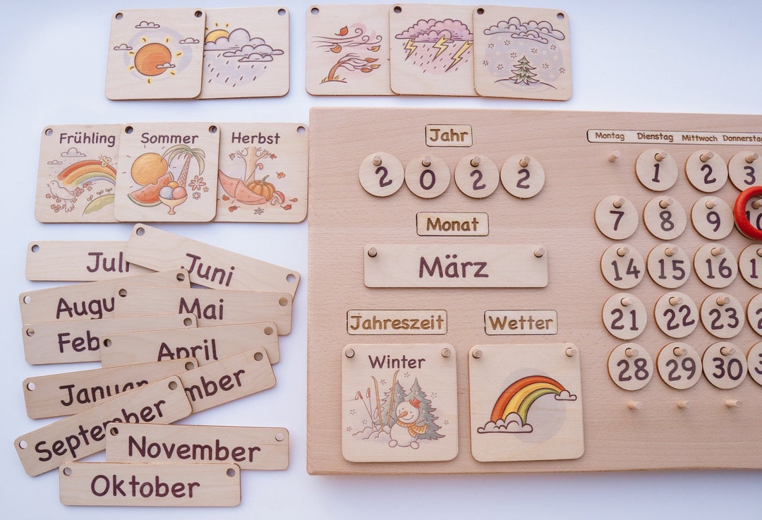 Children's Calendar Montessori | Perpetual Calendar Montessori Calendar ...