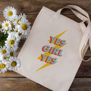 Yes Girl Yes Canvas Tote Bag, Cute Reusable Eco Friendly Canvas Bag ...