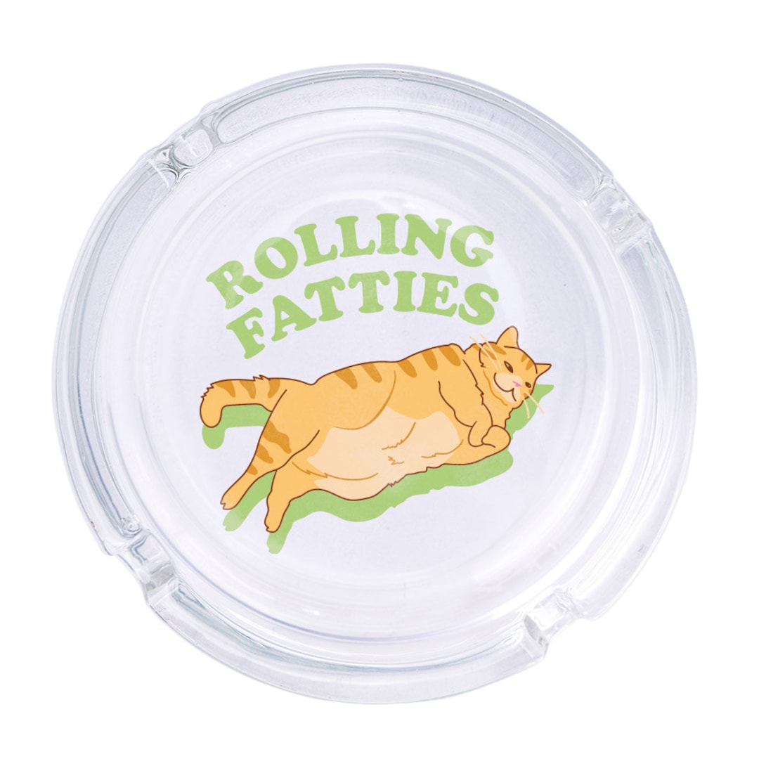Rolling Fatties Round Glass Ashtray 4.25", Cute Clear Glass UV Printed Ash Tray Smoking Gift - Etsy