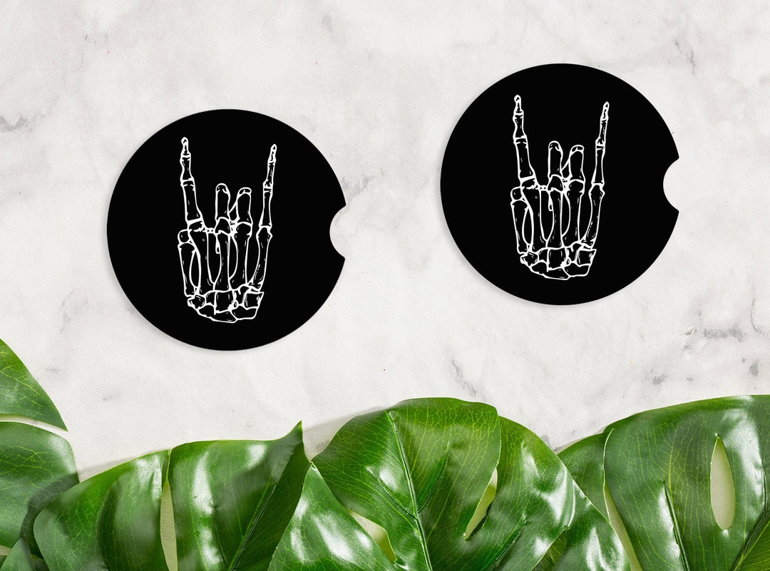 Skeleton Rock Hand Car Coasters, Cute Car Decor Ceramic Coaster Inserts ...