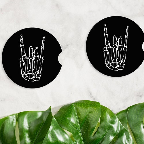 Skeleton Rock Hand Car Coasters Cute Car Decor Ceramic | Etsy