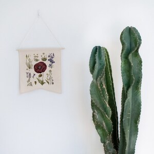 Floral Botanical Chart Natural Canvas Wall Hang, Trendy Cute Home Decor ...