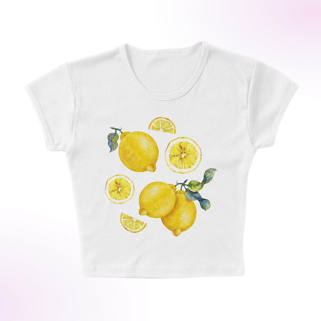 Zesty Lemon Chart Micro Rib Baby Tee, Trendy Edgy Graphic Top, 90s ...