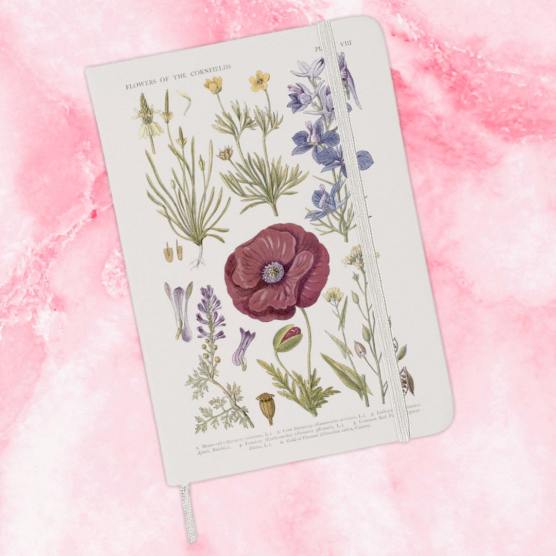 Floral Botanical Chart Notebook Journal, Cute Natural Lover Vintage ...