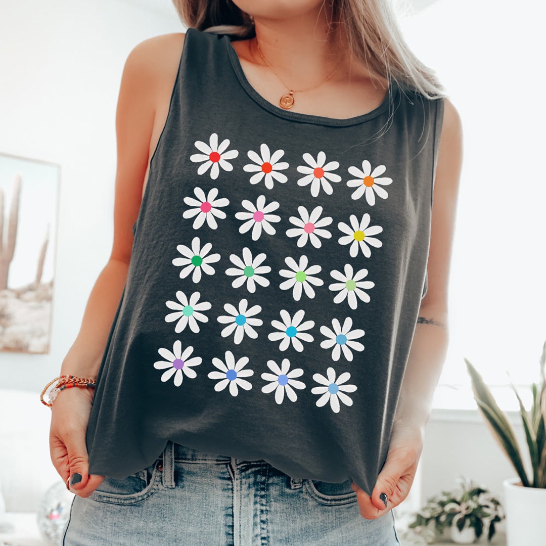 Pride Rainbow Daisies Comfort Colors Unisex Tank Top, Unisex Pride Tank ...